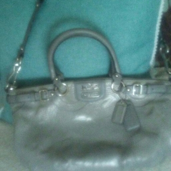 Bags | Coach Silver Leather Purse | Poshmark
